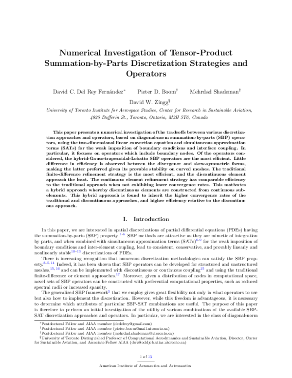 Pdf Tensor Product Summation By Parts Operators