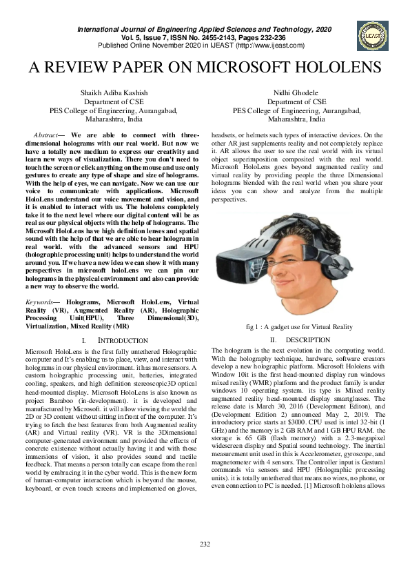 (PDF) A Review Paper on Microsoft Hololens