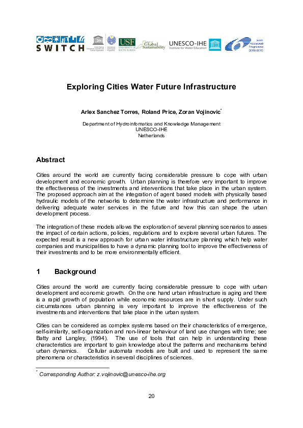 (PDF) Exploring Cities Water Future Infrastructure