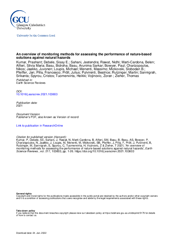 (PDF) An overview of monitoring methods for assessing the performance ...