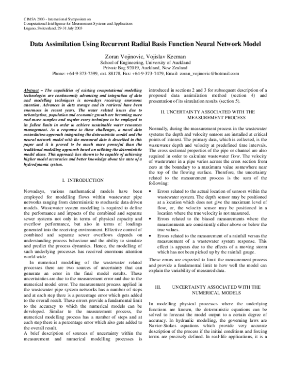 (PDF) Data assimilation using recurrent radial basis function neural network model