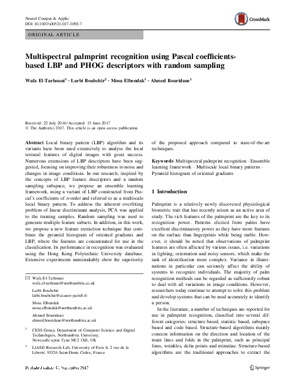 Pdf Multispectral Palmprint Recognition Using Pascal Coefficients Based Lbp And Phog