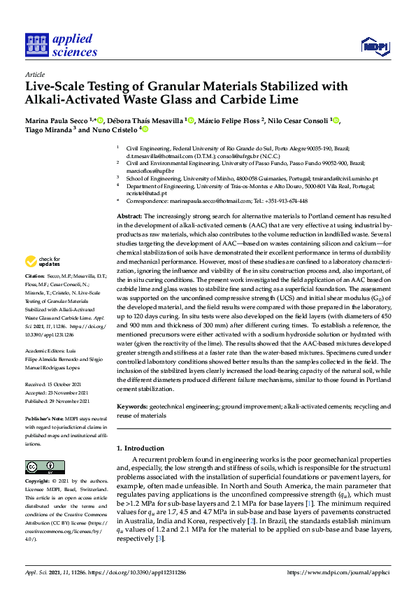 (PDF) Live-Scale Testing of Granular Materials Stabilized with Alkali ...
