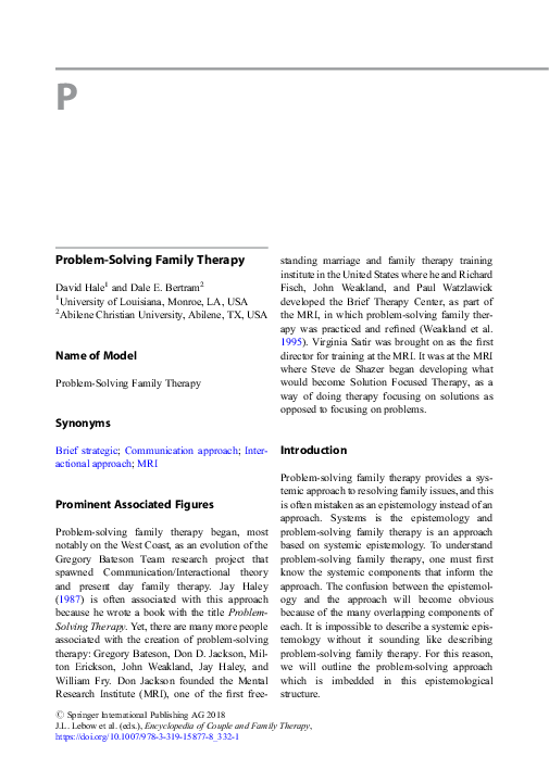 (PDF) Problem-Solving Family Therapy