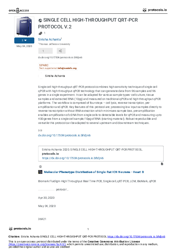 (PDF) High-Throughput qRT-PCR for Single Cells