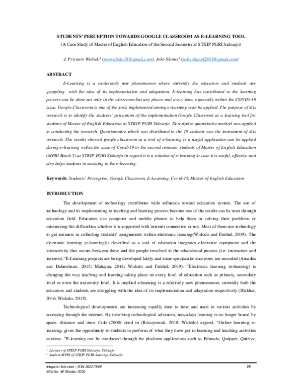 pdf-students-perception-towards-google-classroom-as-e-learning-tool-a-case-study-of-master