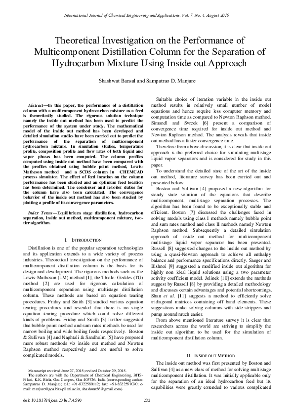 (PDF) Theoretical Investigation on the Performance of Multicomponent ...