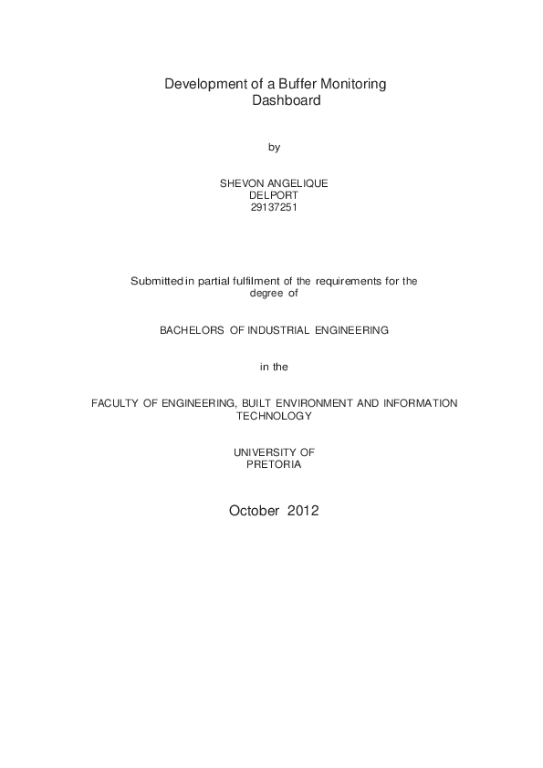 (PDF) Development of a Buffer Monitoring Dashboard