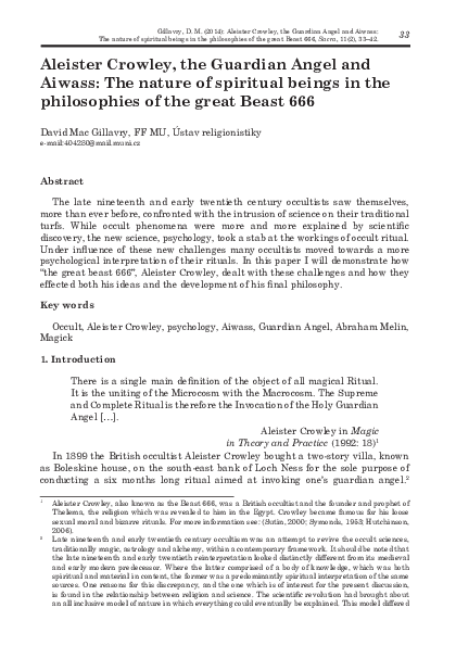 (PDF) Aleister Crowley, the Guardian Angel and Aiwass : the nature of ...
