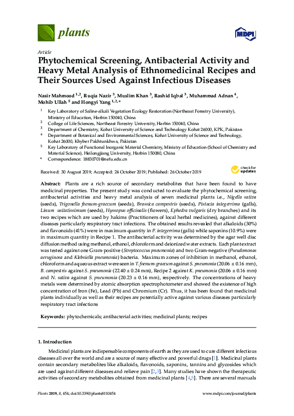 (PDF) Phytochemical Screening & Antibacterial activity of aqueous & methanolic extract of Young ...