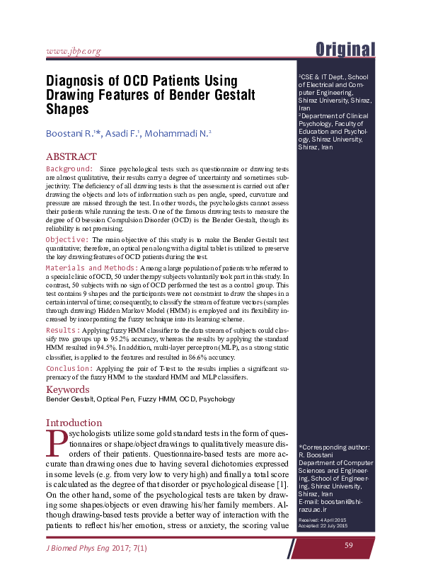 (PDF) Quantitative Diagnosis of OCD via Drawing Analysis