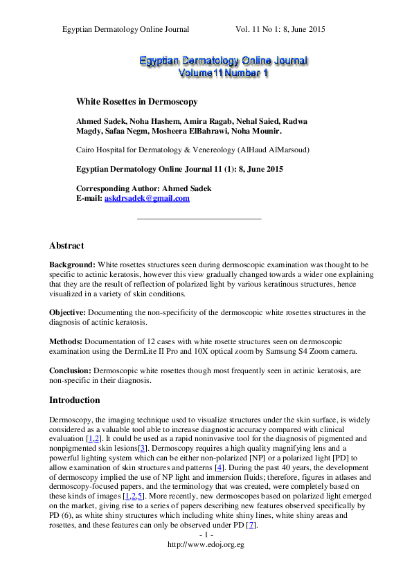 (PDF) White Rosettes in Dermoscopy