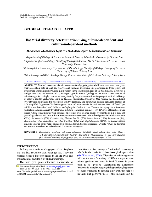 (PDF) Bacterial diversity determination using culture-dependent and ...