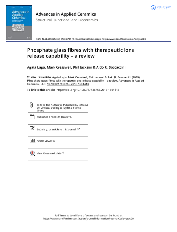 (PDF) Phosphate glass fibres with therapeutic ions release capability ...