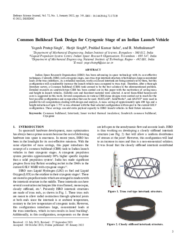 (PDF) Common Bulkhead Tank Design for Cryogenic Stage of an Indian ...