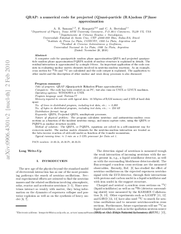 (PDF) QRAP: A numerical code for projected (Q)uasiparticle (RA)ndom (P)hase approximation ...