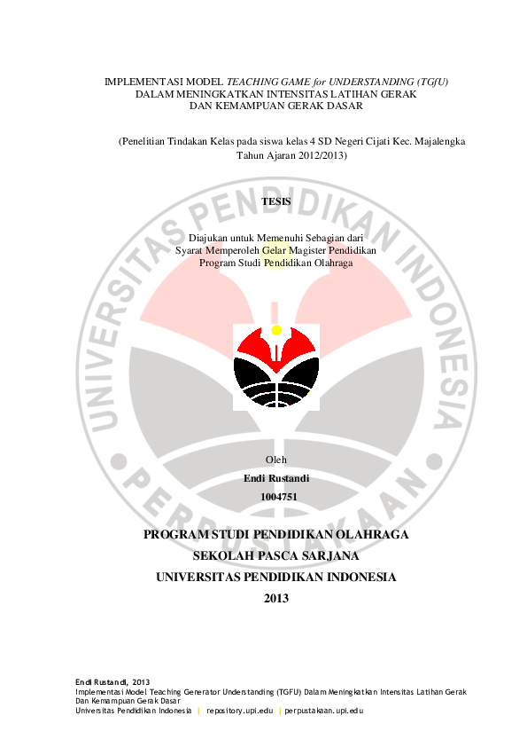 (PDF) IMPLEMENTASI MODEL TEACHING GAME for UNDERSTANDING (TGfU) DALAM ...