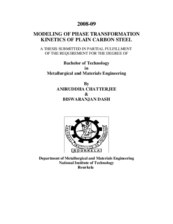 Pdf Modeling Of Phase Transformation Kinetics Of Plain Carbon Steel
