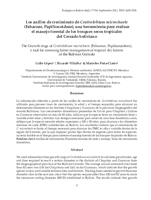 (PDF) The Growth rings of Centrolobium microchaete (Fabaceae ...