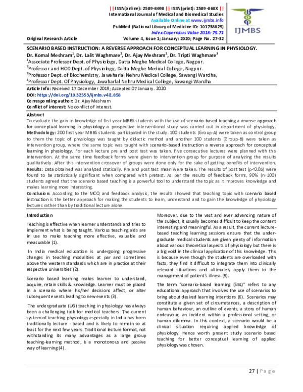 (PDF) Scenario Based Instruction: A Reverse Approach for Conceptual ...