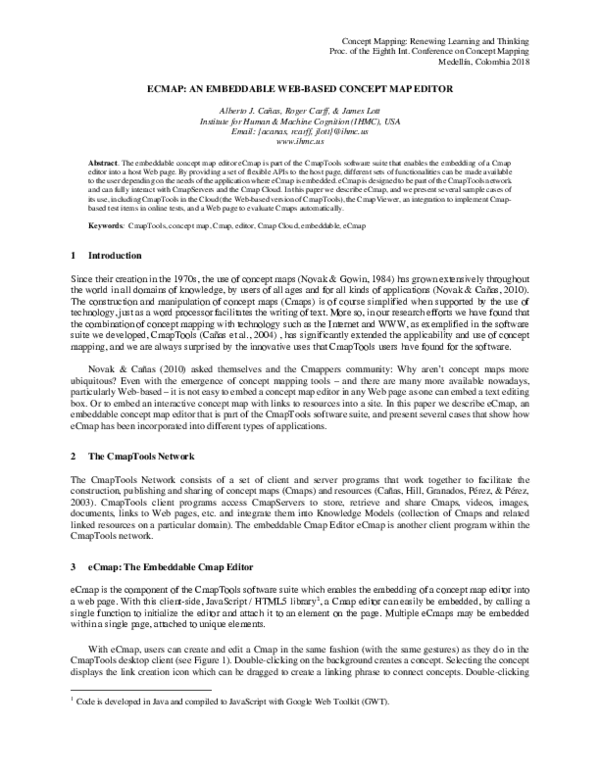 (PDF) eCmap: an Embeddable Web-based Concept Map Editor