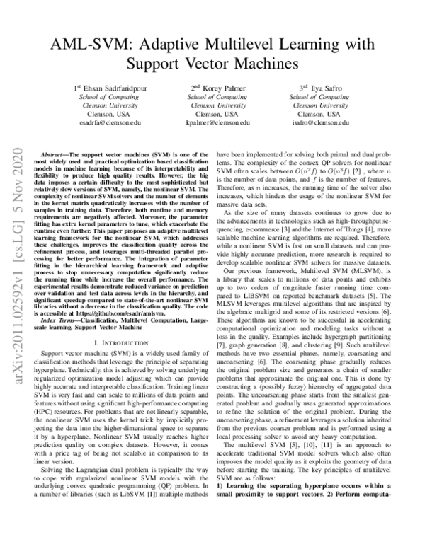 (PDF) AML-SVM: Adaptive Multilevel Learning with Support Vector Machines