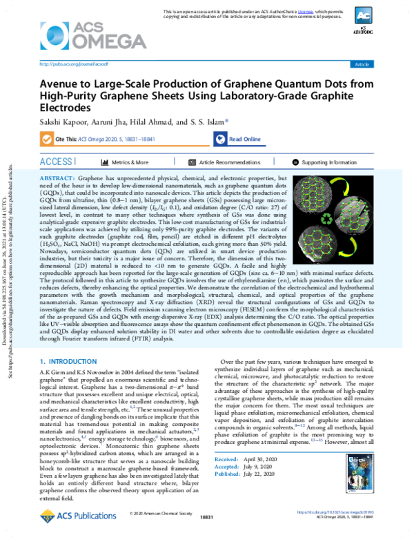 (PDF) Avenue to Large-Scale Production of Graphene Quantum Dots from ...