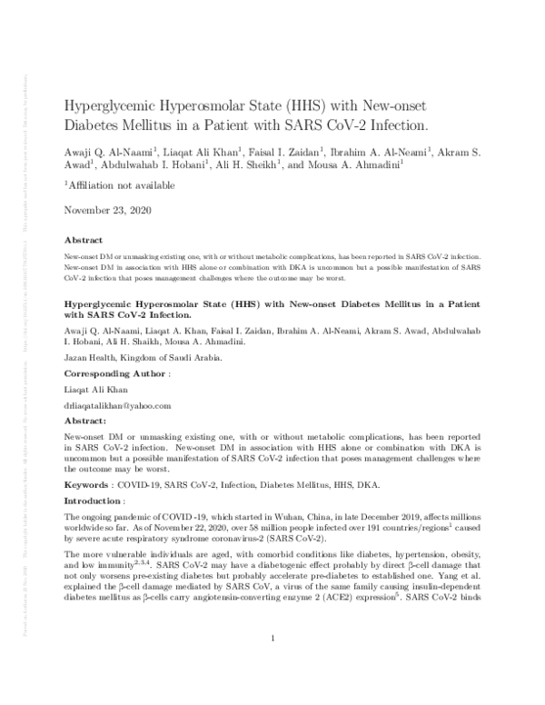 (PDF) Hyperglycemic Hyperosmolar State (HHS) with New-onset Diabetes ...