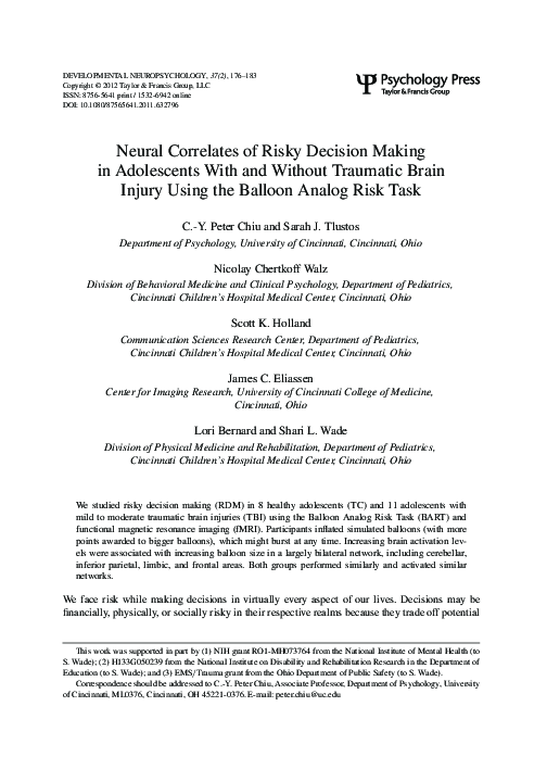 (PDF) Neural Correlates of Risky Decision Making in Adolescents With ...