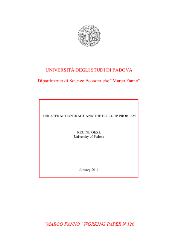 (PDF) Trilateral Contract and the Hold-up Problem