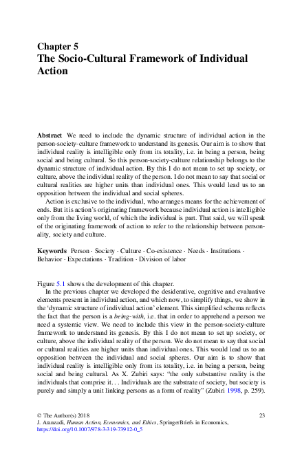 (PDF) The Socio-Cultural Framework of Individual Action