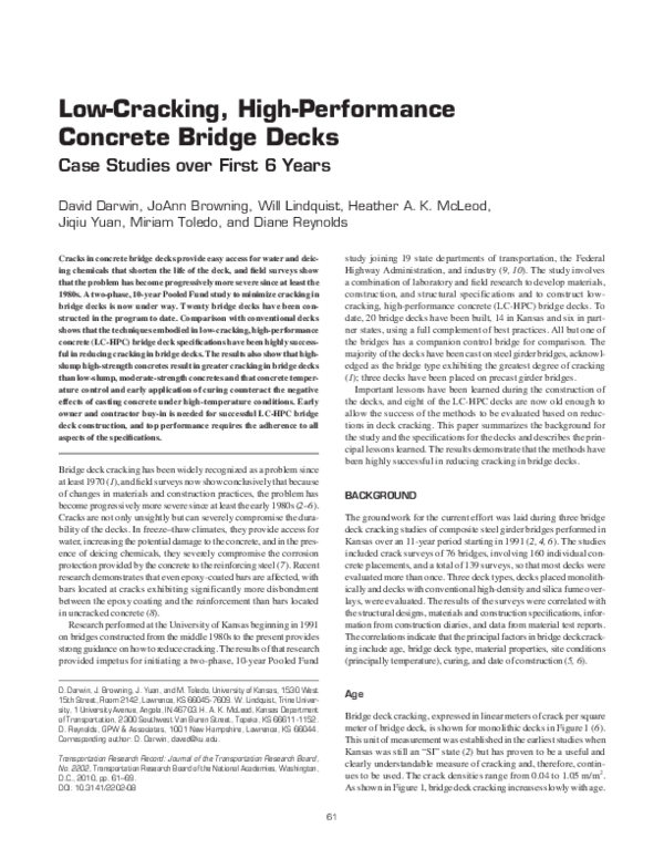 (PDF) Low-Cracking, High-Performance Concrete Bridge Decks
