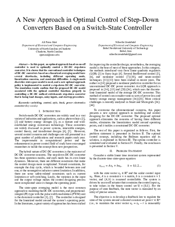 (PDF) A New Approach in Optimal Control of Step-Down Converters Based ...