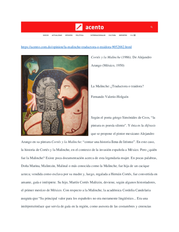 (PDF) La Malinche: ¿Traductora o traidora?