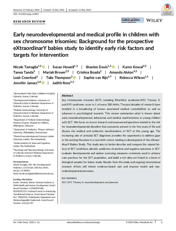 (PDF) Early neurodevelopmental and medical profile in children with sex ...