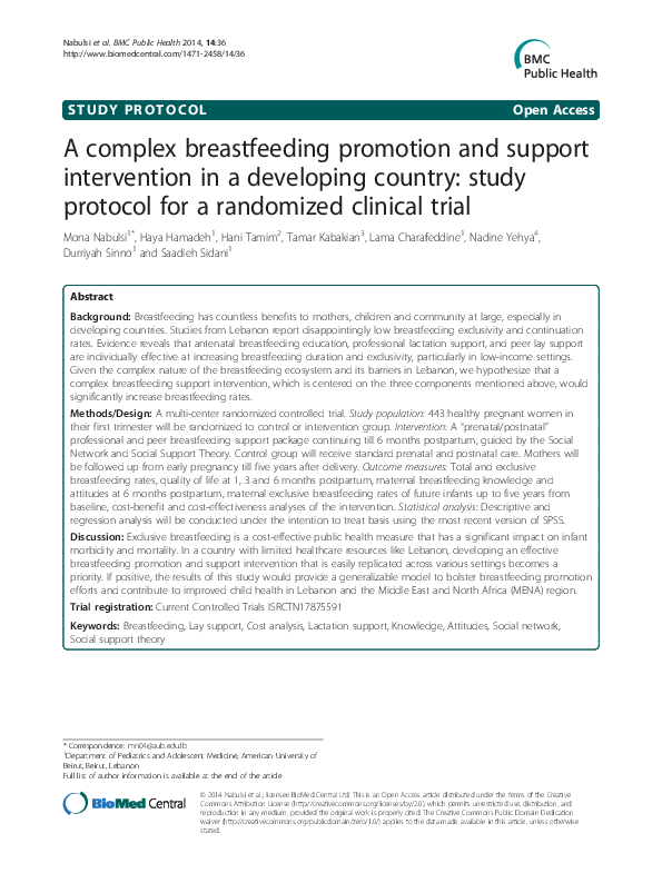 (PDF) A complex breastfeeding promotion and support intervention in a ...