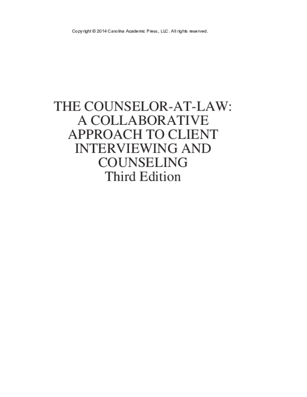 (PDF) The Counselor-at-Law: A Collaborative Approach to Client ...