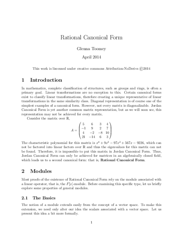 (PDF) The Rational Canonical Form