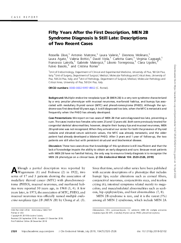(PDF) Fifty years after the first description, the MEN 2B syndrome ...