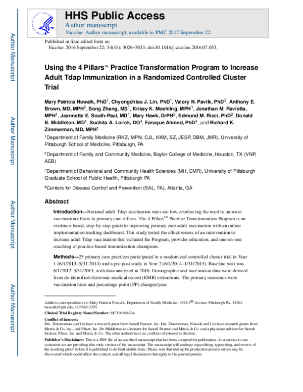 (PDF) Using the 4 Pillars™ Practice Transformation Program to increase ...