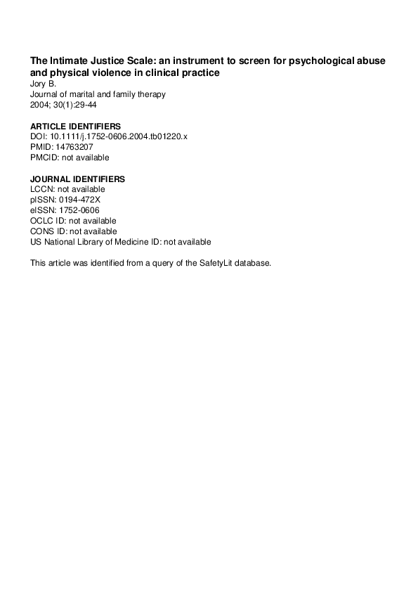 (PDF) The Intimate Justice Scale: An Instrument to Screen for ...