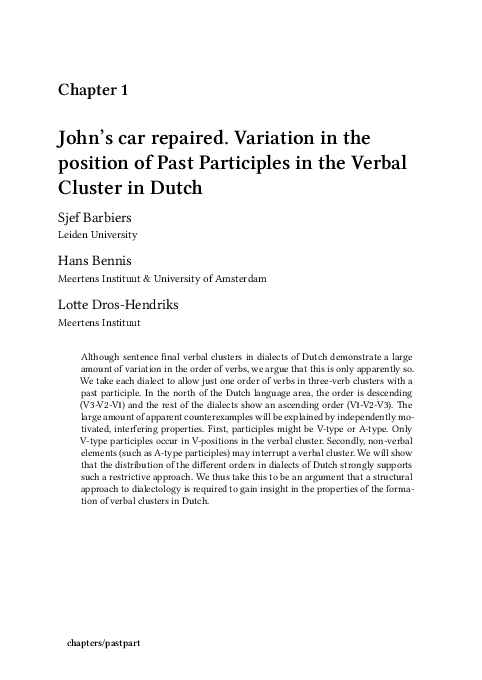 (PDF) John’s car repaired: Variation in the position of Past ...
