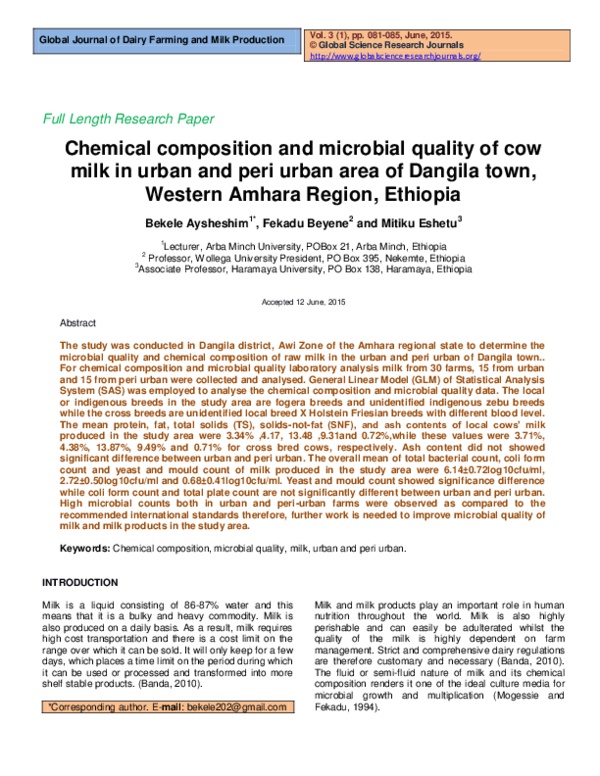 (PDF) Global Journal of Dairy Farming and Milk Production Chemical ...