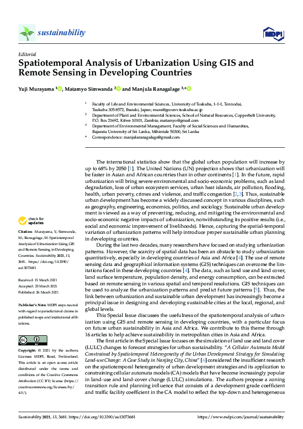 (PDF) Spatiotemporal Analysis of Urbanization Using GIS and Remote ...