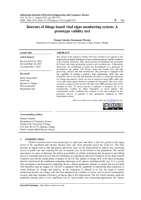 (PDF) Internet of things based vital signs monitoring system: A ...