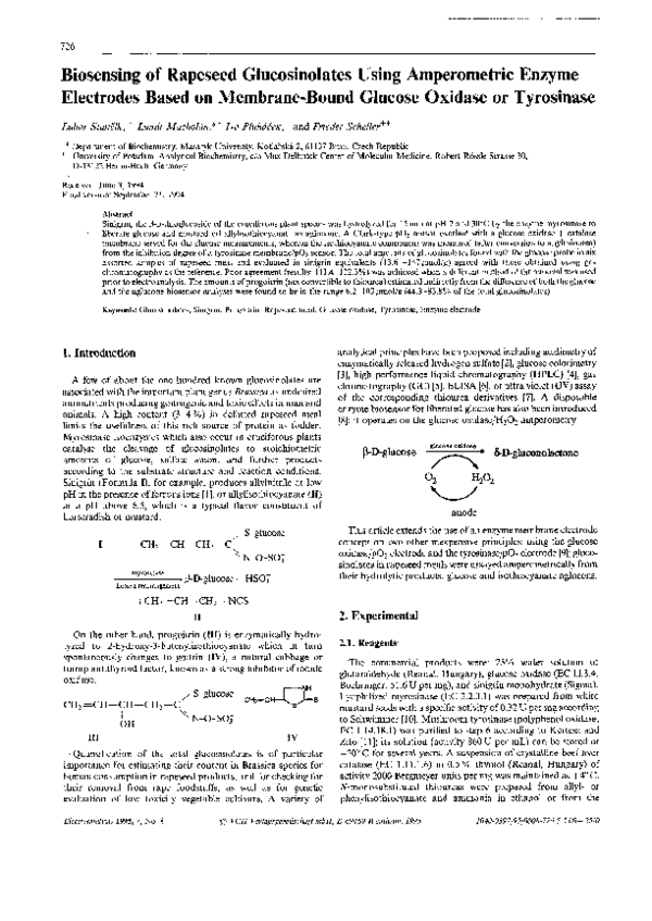 (PDF) Biosensing of rapeseed glucosinolates using amperometric enzyme ...