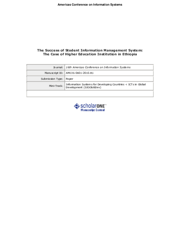(PDF) The Success of Student Information Management System: The Case of ...
