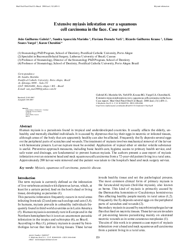(PDF) Extensive myiasis infestation over a squamous cell carcinoma in ...