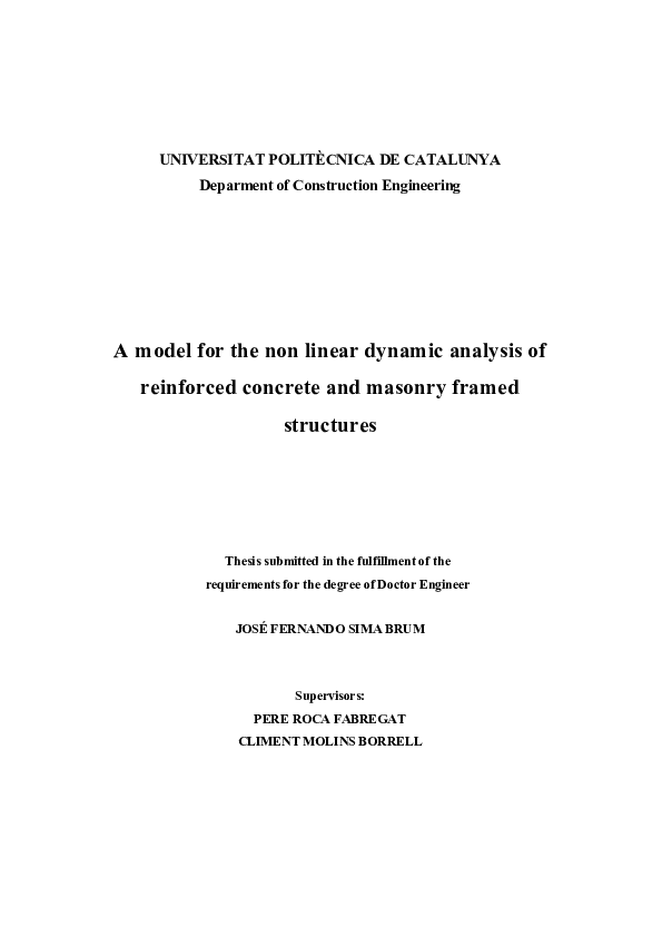 (PDF) A Model for the Non Linear Dynamic Analysis of Reinforced Concrete and Masonry Framed ...