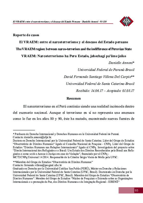 (PDF) El VRAEM: entre el narcoterrorismo y el descaso del Estado peruano